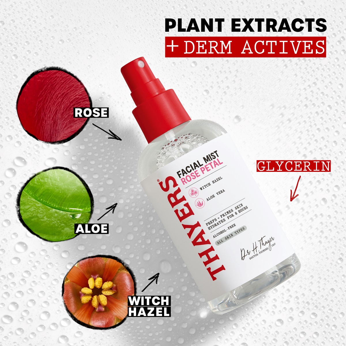 Rose Petal Facial Mist with Witch Hazel - 8 oz. - Thayers