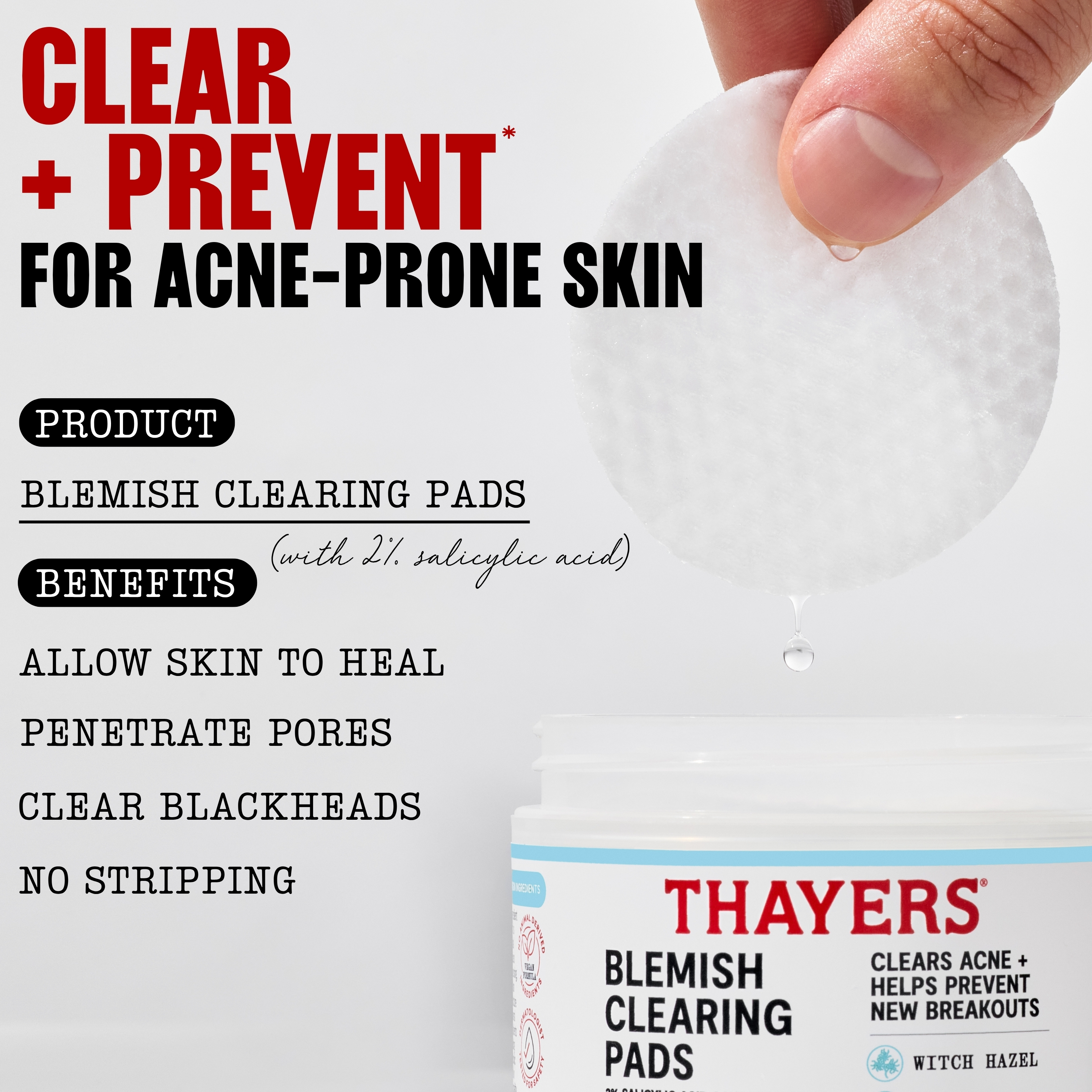 Acne Pads with Salicylic Acid: 2% BHA Toner Pads - Thayers
