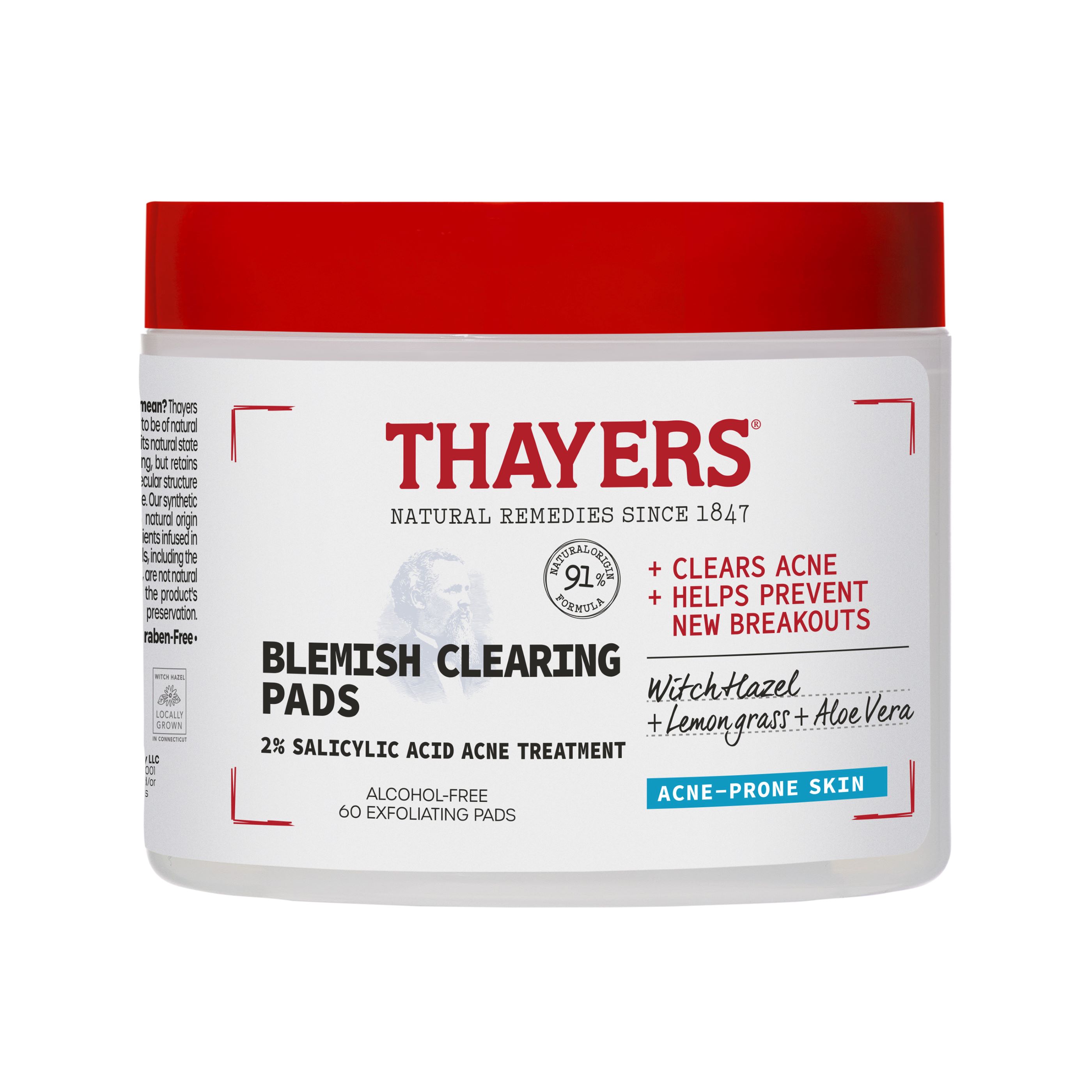Blemish Clearing 2% BHA Pads for Acne-Prone Skin - Thayers
