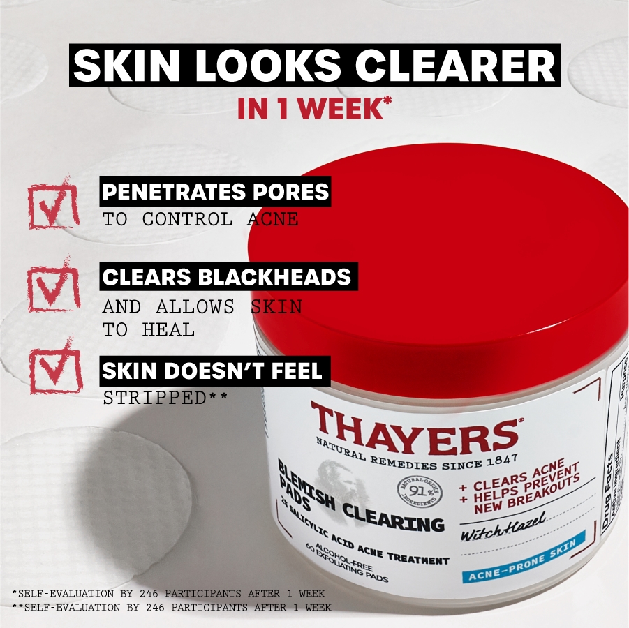 Blemish Clearing 2% BHA Pads for Acne-Prone Skin - Thayers