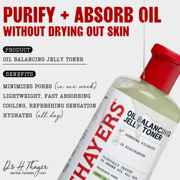 Oil Balancing Jelly Toner for Oily Skin & Shine - Thayers